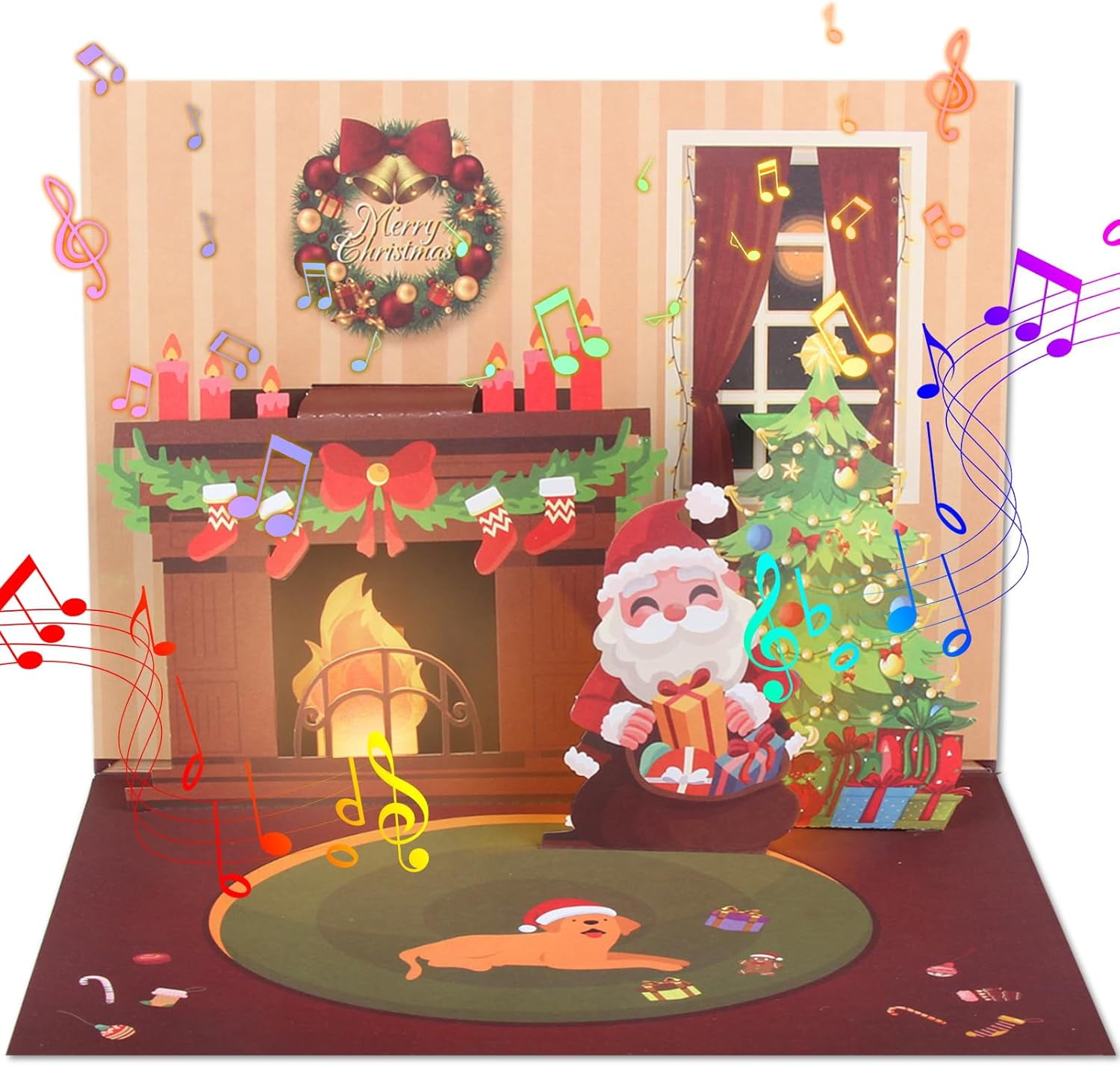 Christmas Cards with Music and Lights, Pop Up 3D Christmas Tree Card ...