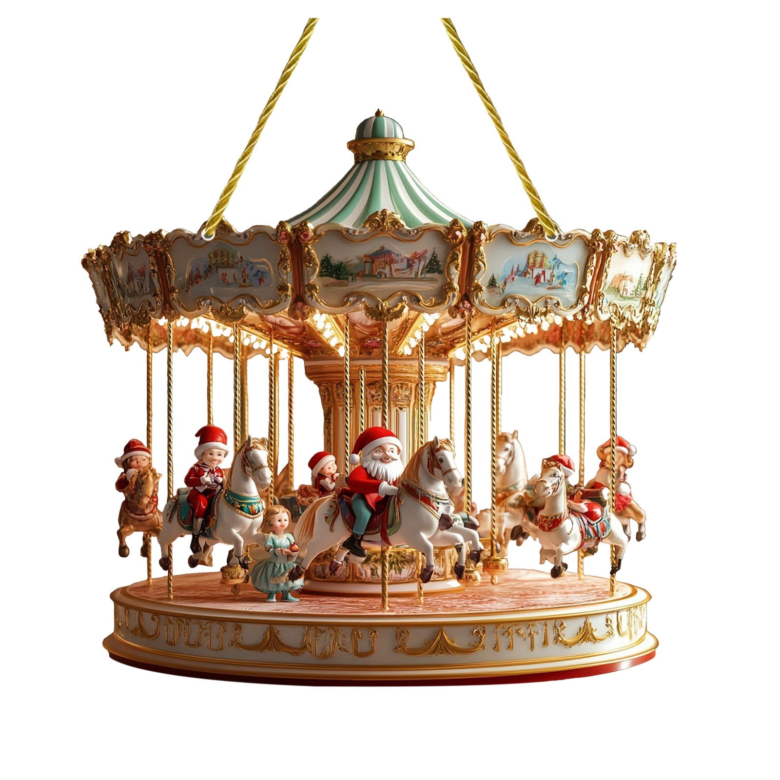 Christmas Carousel Crafted Like Christmas Village House Santa Acrylic ...