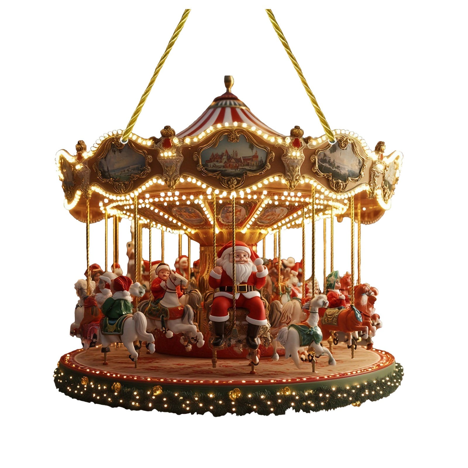 Christmas Carousel Crafted Xmas Village House Santa Acrylic Festive ...