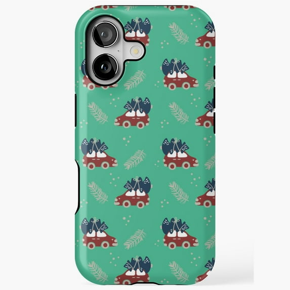 Christmas Cars in Green and Red Holiday Art Phone Case for iPhone 17 to ...