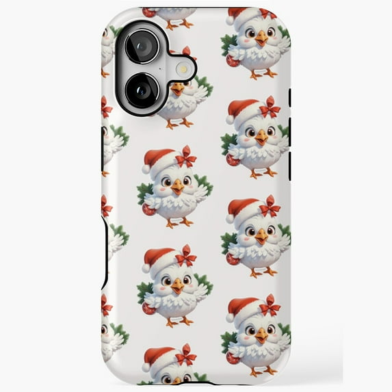 Christmas Cartoon Chicken Holiday Farm Animal Design Phone Case with iPhone 17 to 11 Pro Max ...