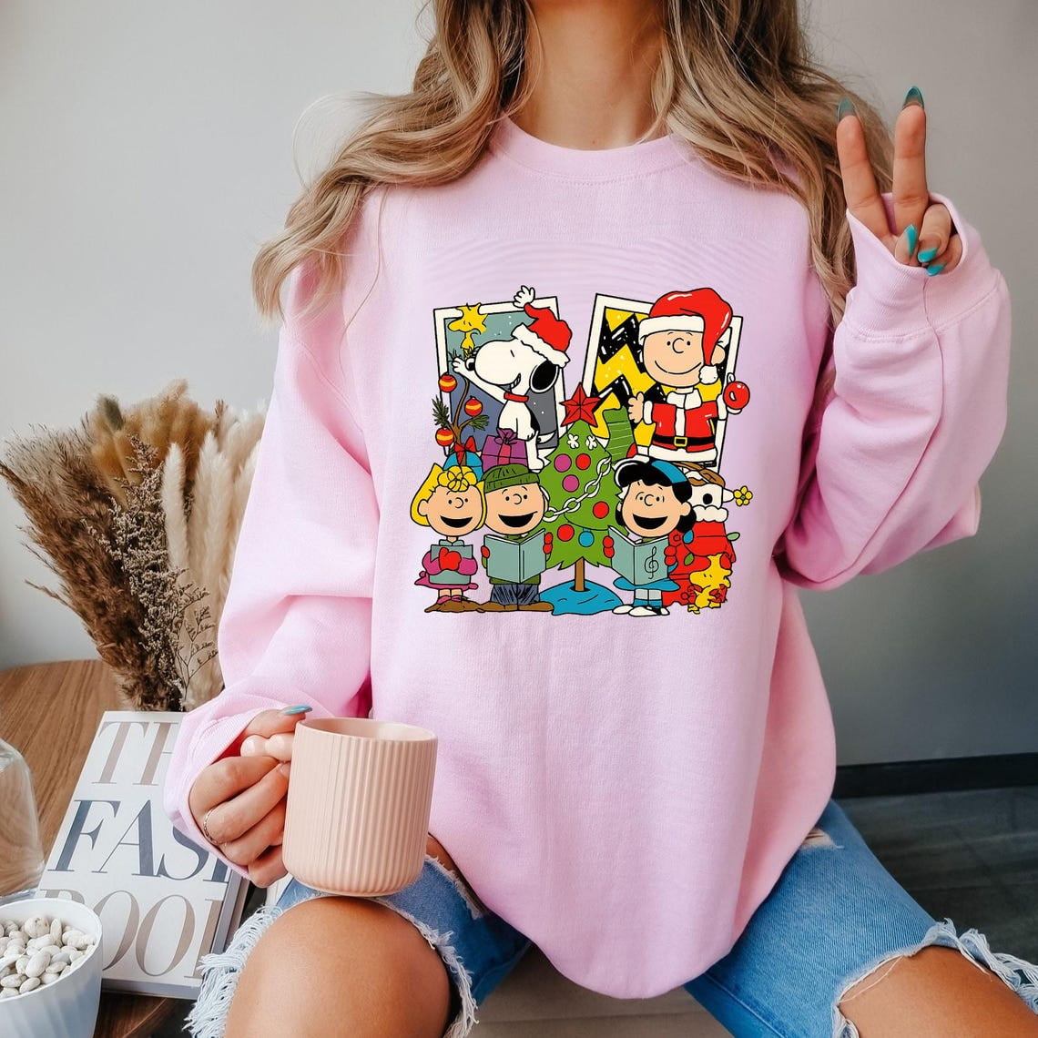 Christmas Cartoon Dog Crewneck Sweatshirt, Festive Holiday Sweater ...