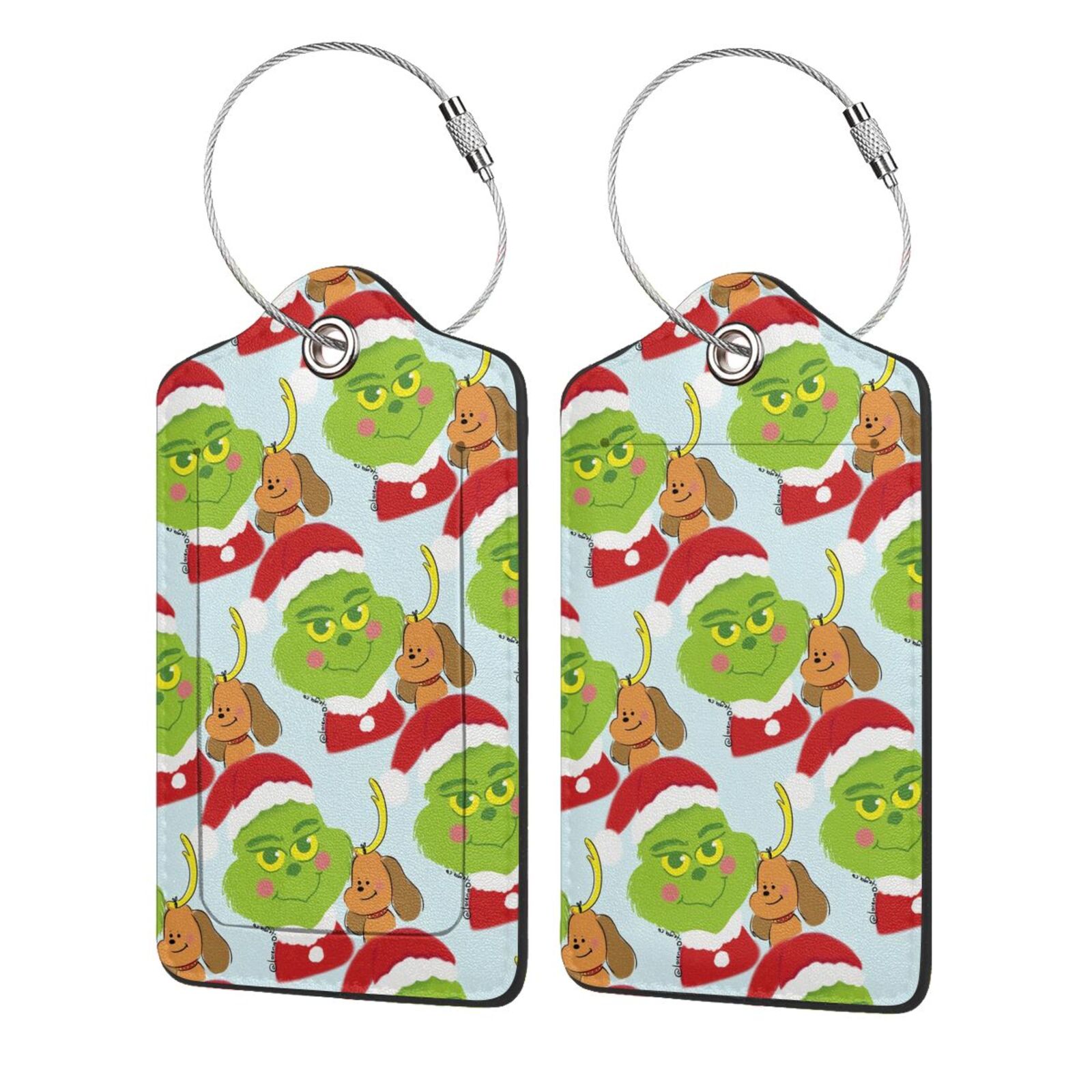 Christmas Cartoon Grinch Luggage Tags PU Leather Travel Accessories ...