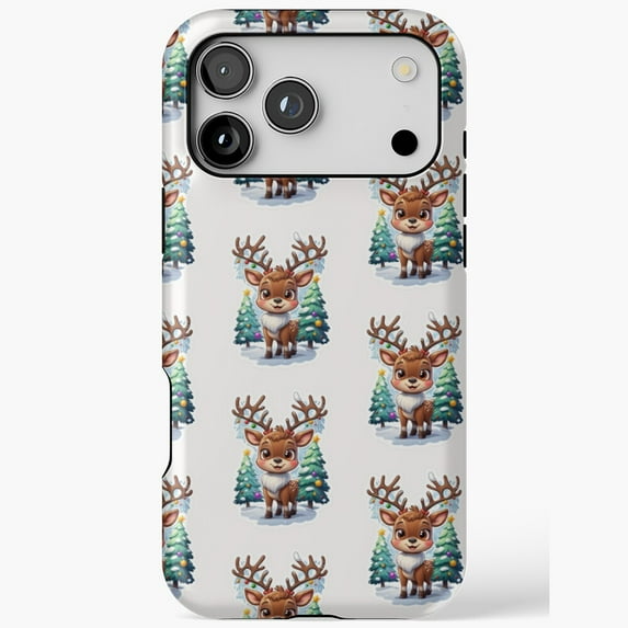 Christmas Cartoon Reindeer Holiday Design for iPhone 11 12 13 14 15 16 ...