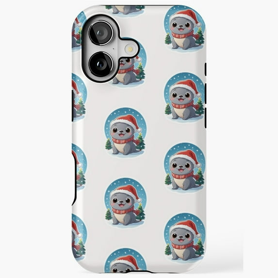 Christmas Cartoon Seal Illustration Phone Case 17 16 15 14 13 12 11 Pro ...