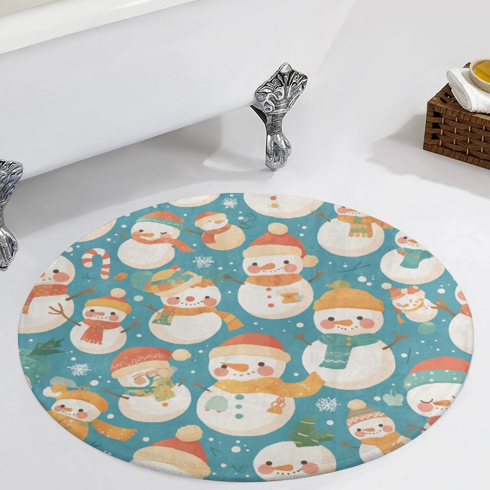 Christmas Cartoon Snowman Round Carpet Circle Rug Outdoor Patio Area ...