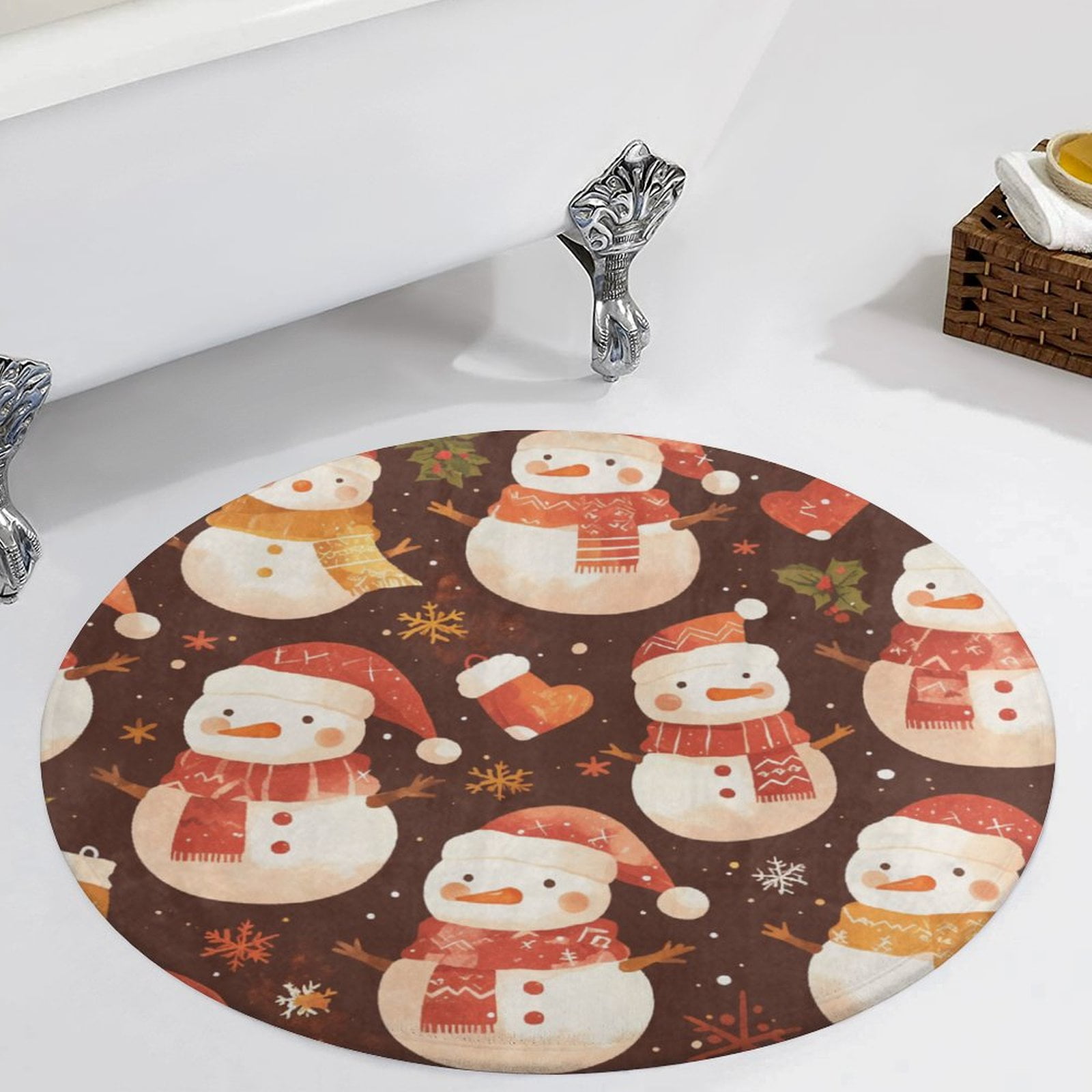 Christmas Cartoon Snowman Round Carpet Circle Rug Outdoor Patio Area ...