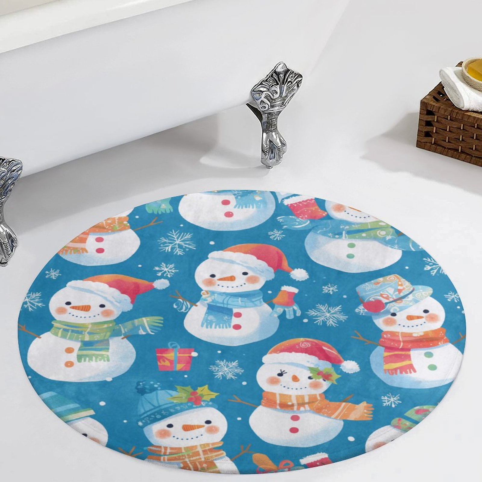 Christmas Cartoon Snowman Round Carpet Circle Rug Outdoor Patio Area ...