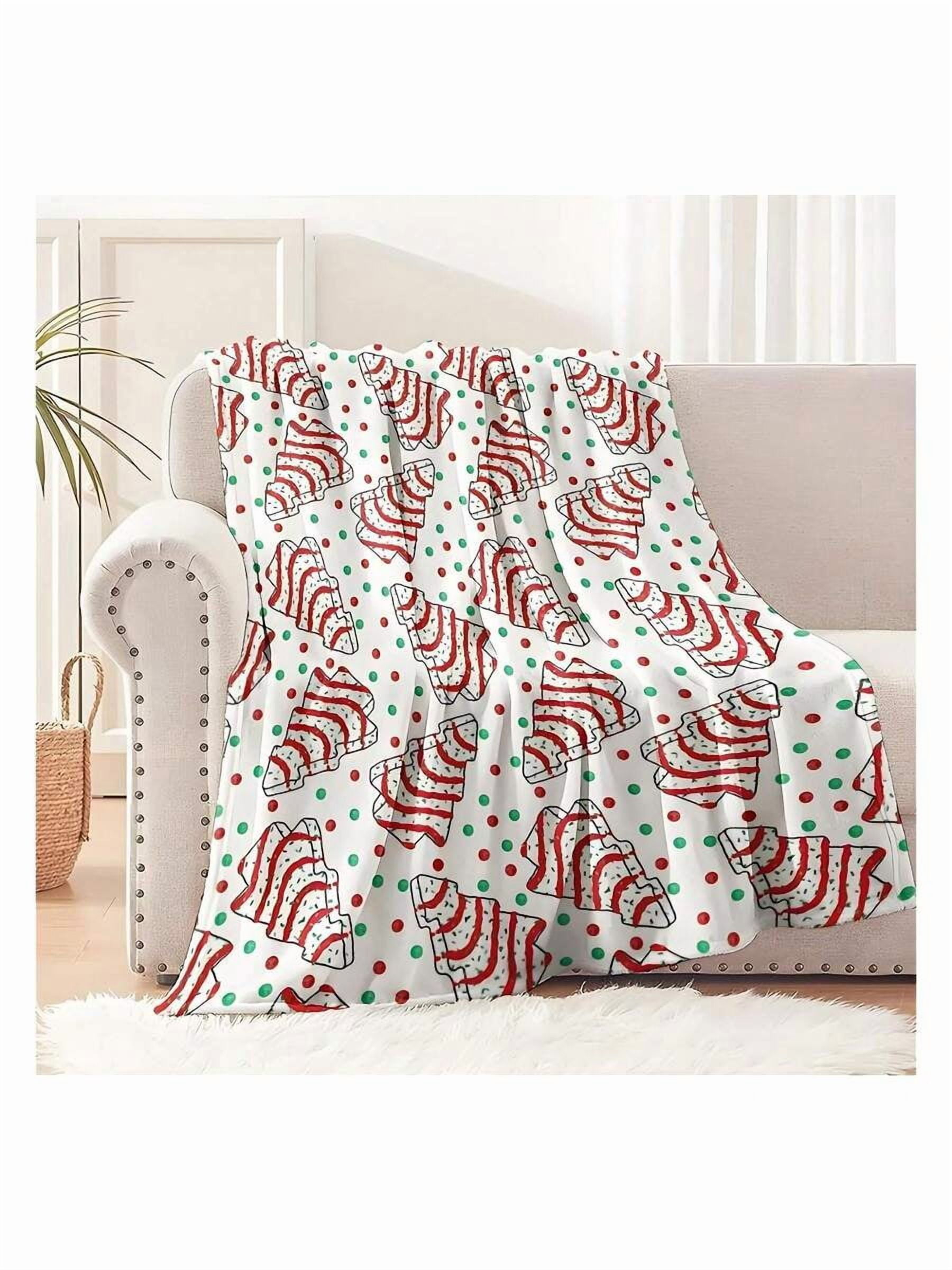 Christmas Cartoon Tree Flannel Throw Blanket | Soft Cozy Fuzzy Nordic ...