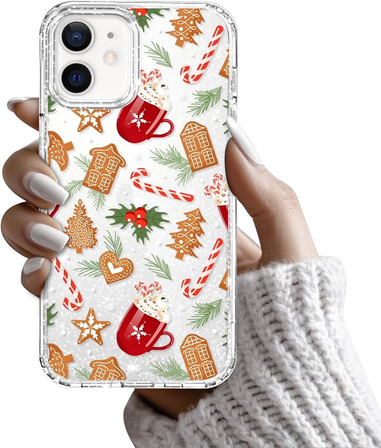Christmas Case Compatible with for iPhone 12 6.1'', Cute Clear Glitter ...