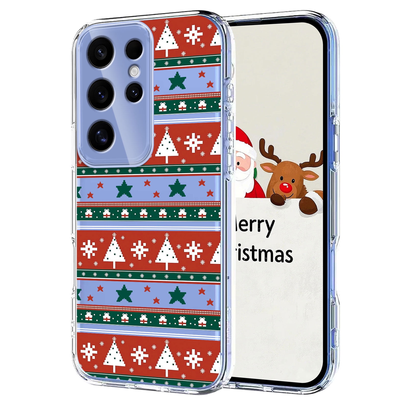 Christmas Case for Samsung Galaxy S24 Ultra, Cute Merry Christmas Pattern TPU Clear Shockproof ...