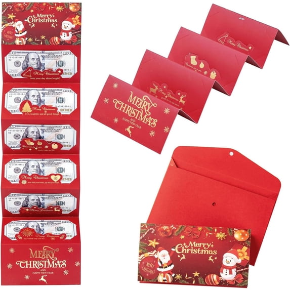 Christmas Cash Gift Envelope, DIY Cash Gift Card Holder Xmas with 6 ...