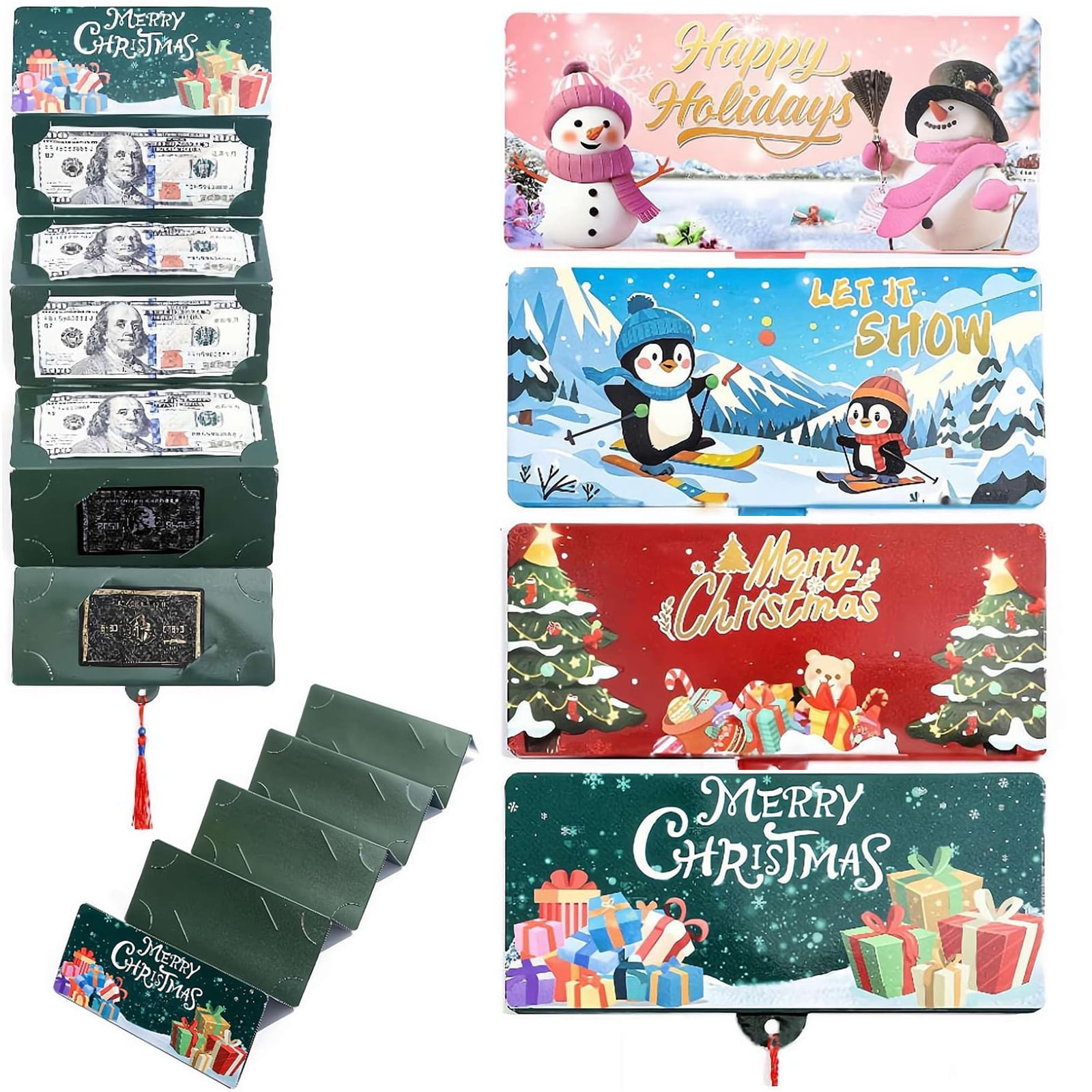 Christmas Cash Gift Envelope with Tassel, 10 Slots Christmas Card Book ...