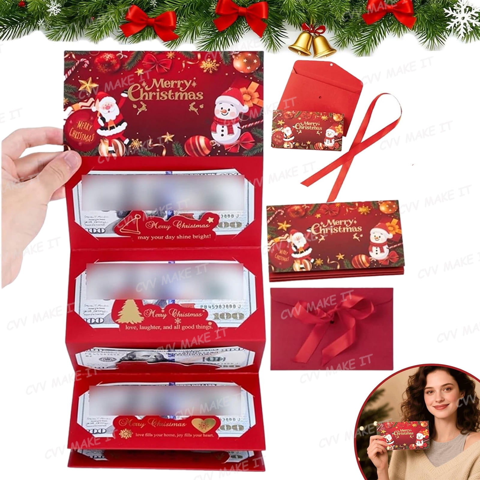 Christmas Cash Gift Envelopes 2025 New Christmas Money Holders for Cash ...