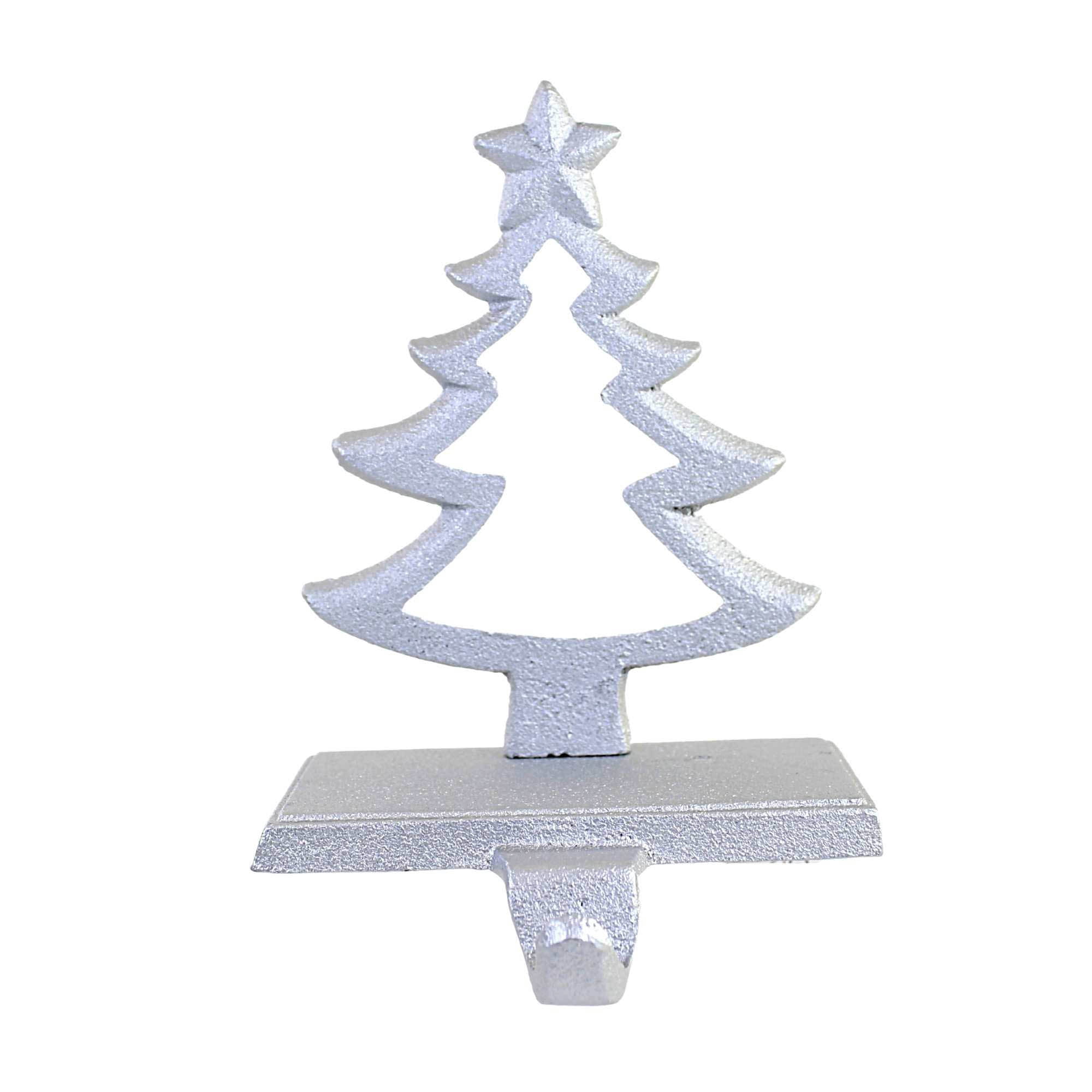 Christmas Cast Iron Silver Stocking Holder Iron Mantle Silver Tc00431 ...