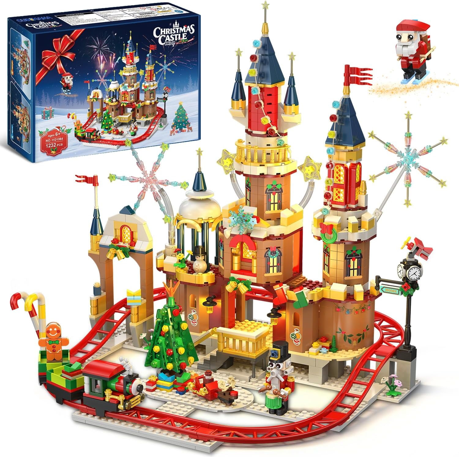 Christmas Castle Roller Coaster Building Set with Lights - 2025 Castle ...