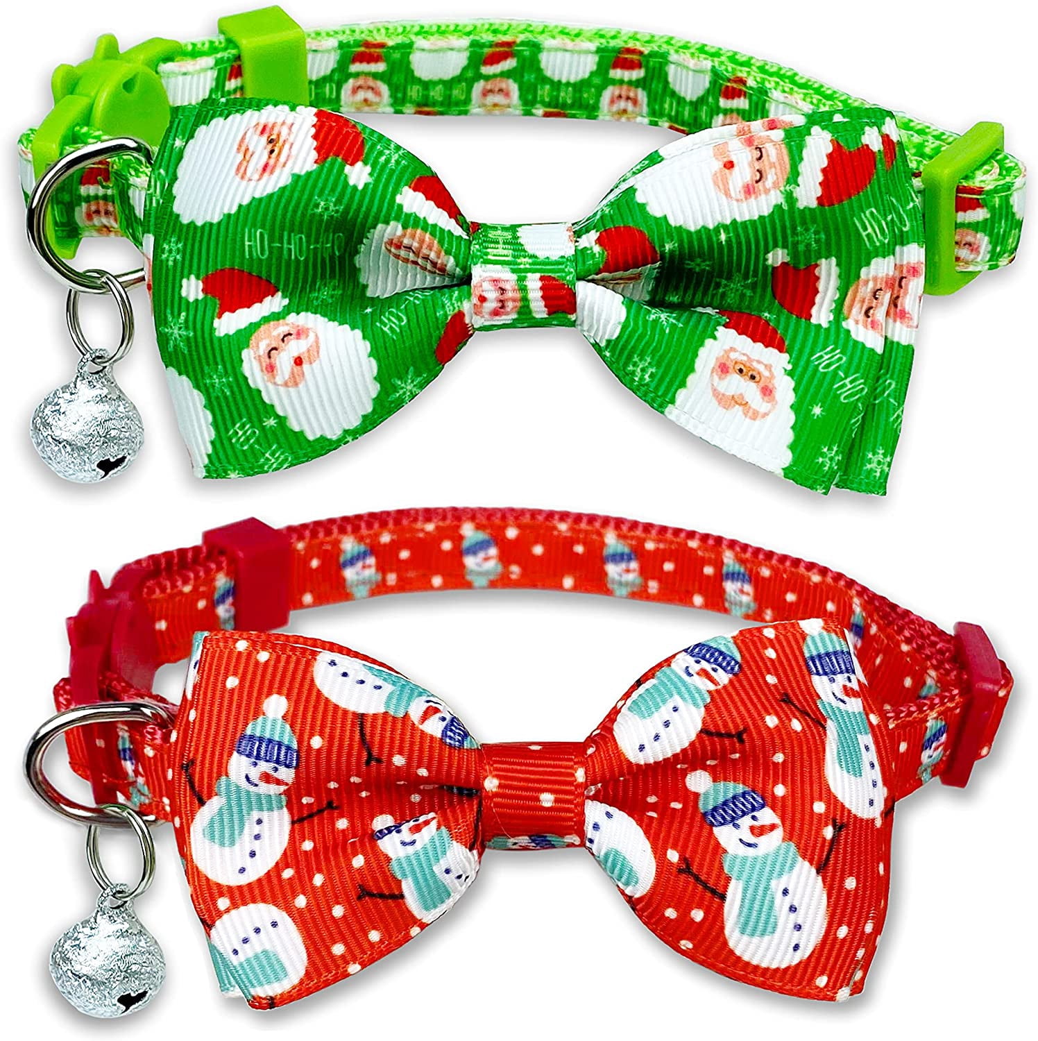 Christmas Cat Bow Tie Collar with Bell, 2 Pack Holiday Kitty Kitten ...