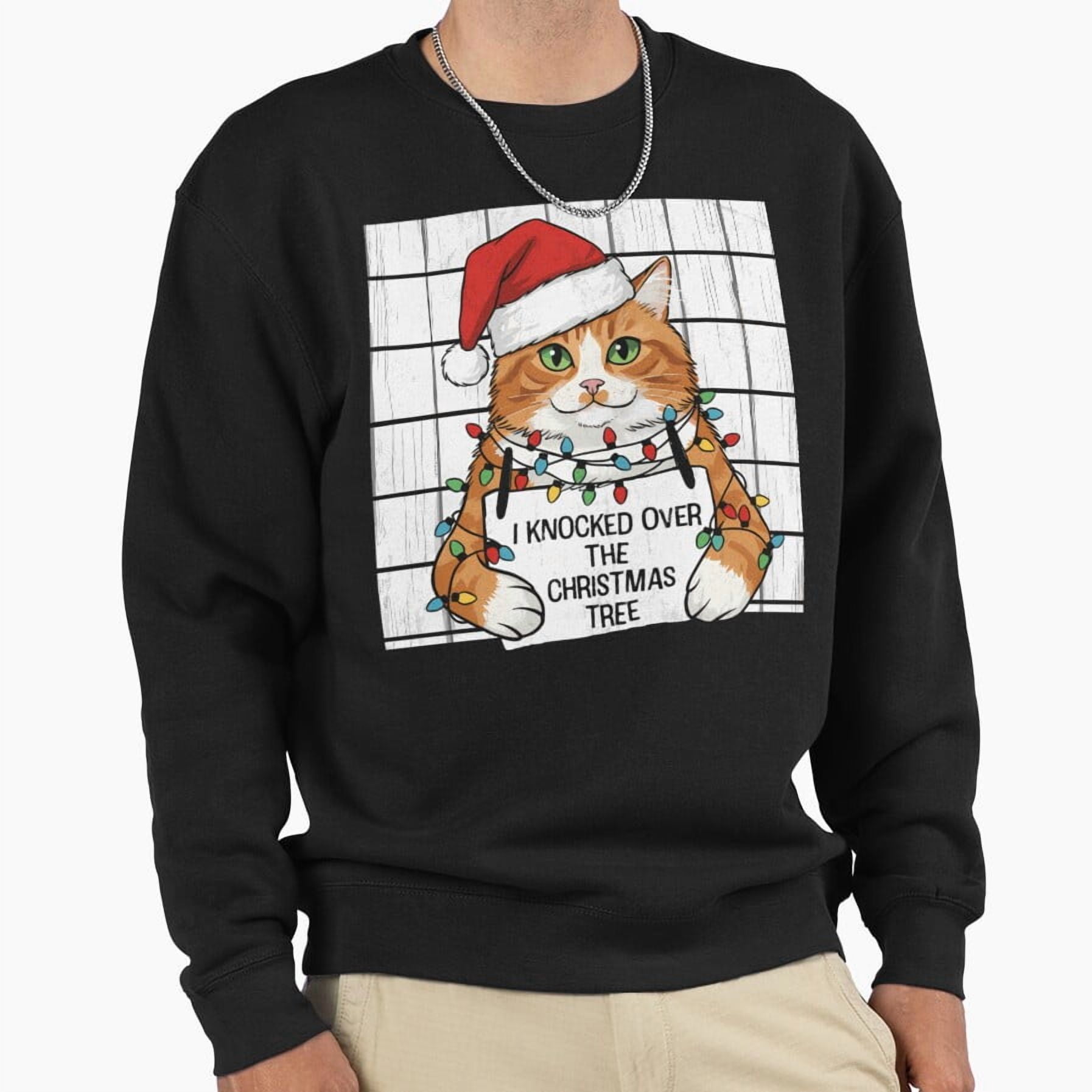 Christmas Cat Funny Cat Christmas Lights Graphic Unisex Sweatshirt ...