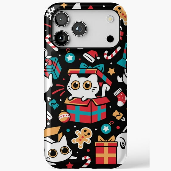 Christmas Cat Party Xmas Gift Case for iPhone 11 12 13 14 15 16 17 Pro ...