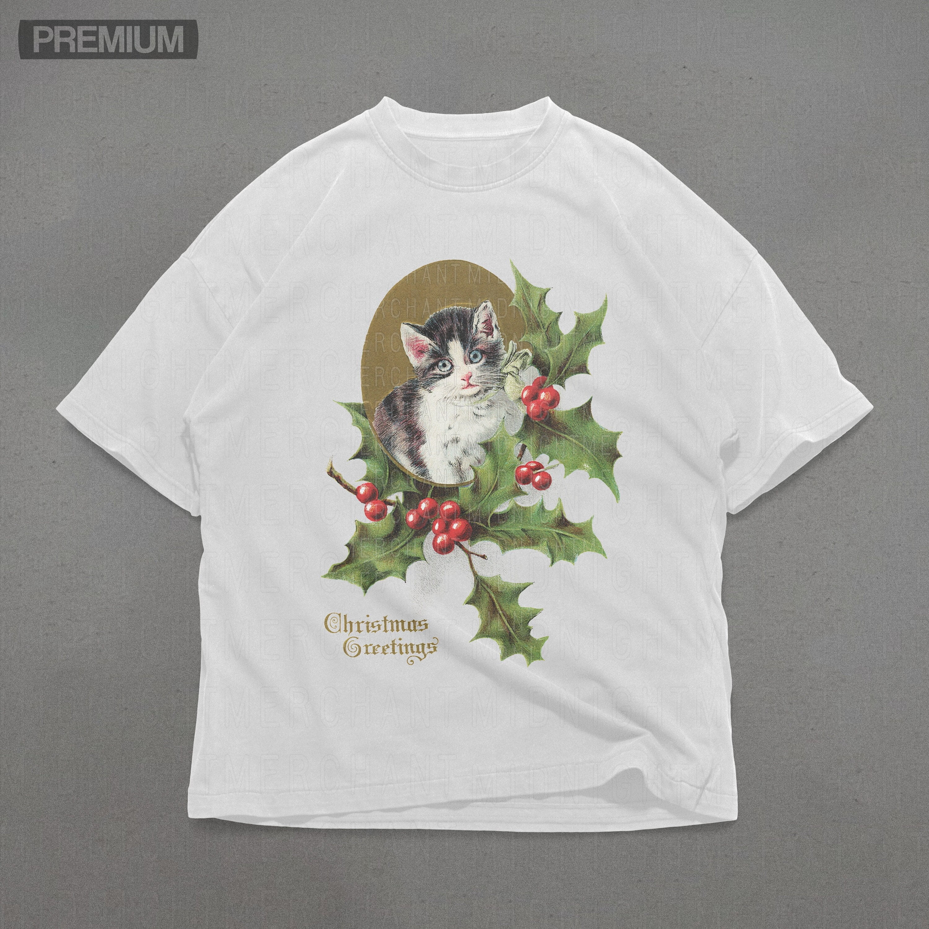 Christmas Cat T-Shirt, Premium Cotton Shirts, Baggy Shirts, Cute Shirts ...