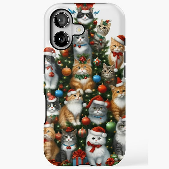 Christmas Cat Tree Funny Festive Gift Case iPhone 17 through 11 Pro Max ...