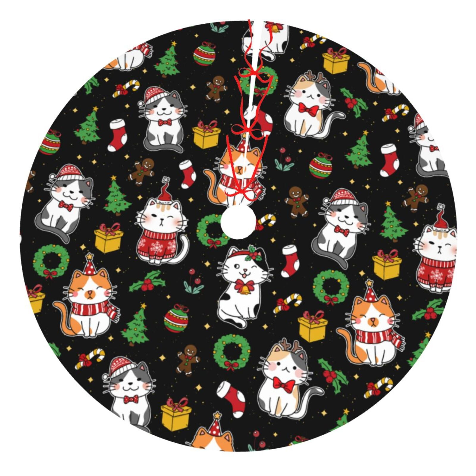 Christmas Cat Tree Skirt Xmas Tree Mat Christmas Tree Ornaments ...
