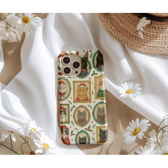 Christmas Cat Vintage Protective Cover for iPhone 11 12 13 14 15 16 17 ...