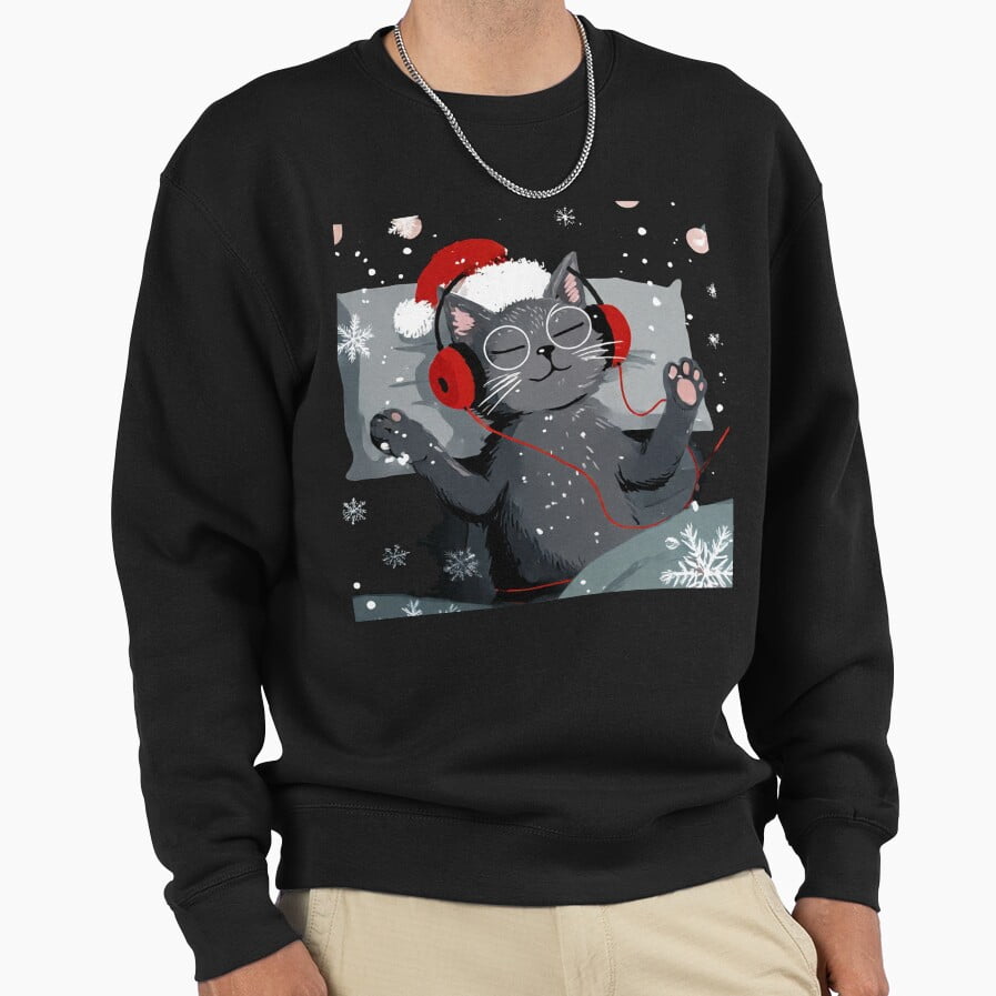 Christmas Cat Wearing St. Nick Hat Cute Holiday Graphic Unisex ...