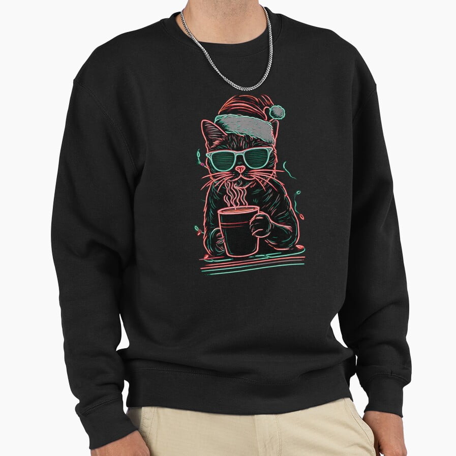 Christmas Cat Wearing St. Nick Hat Cute Holiday Graphic Unisex ...