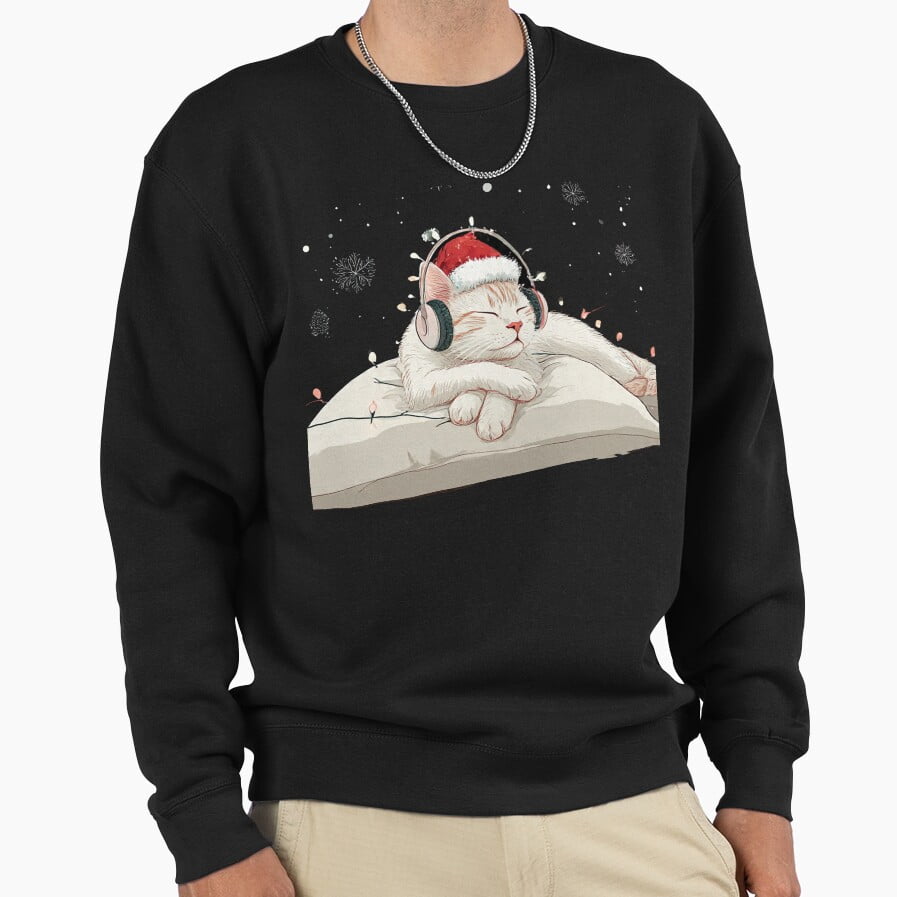 Christmas Cat Wearing St. Nick Hat Cute Holiday Graphic Unisex ...