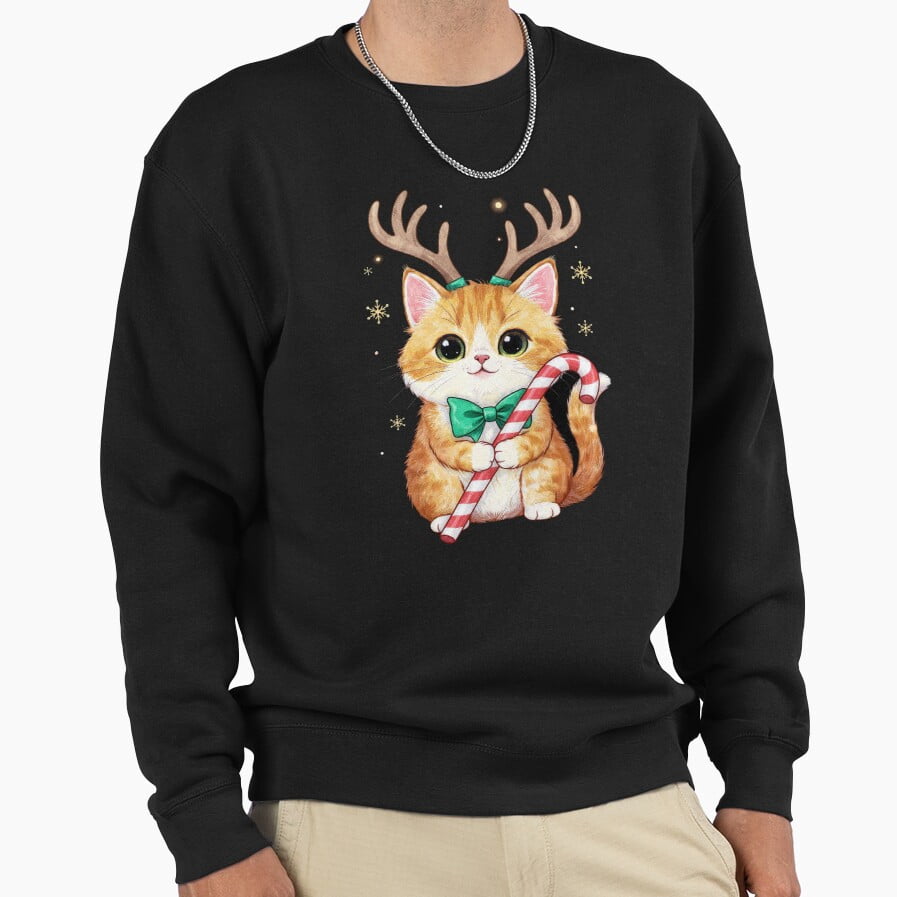 Christmas Cat Wearing St. Nick Hat Cute Holiday Graphic Unisex ...