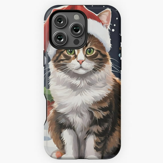Christmas Cat in Snow Winter Cozy Scene iPhone Case 17 to 11 Pro Max ...
