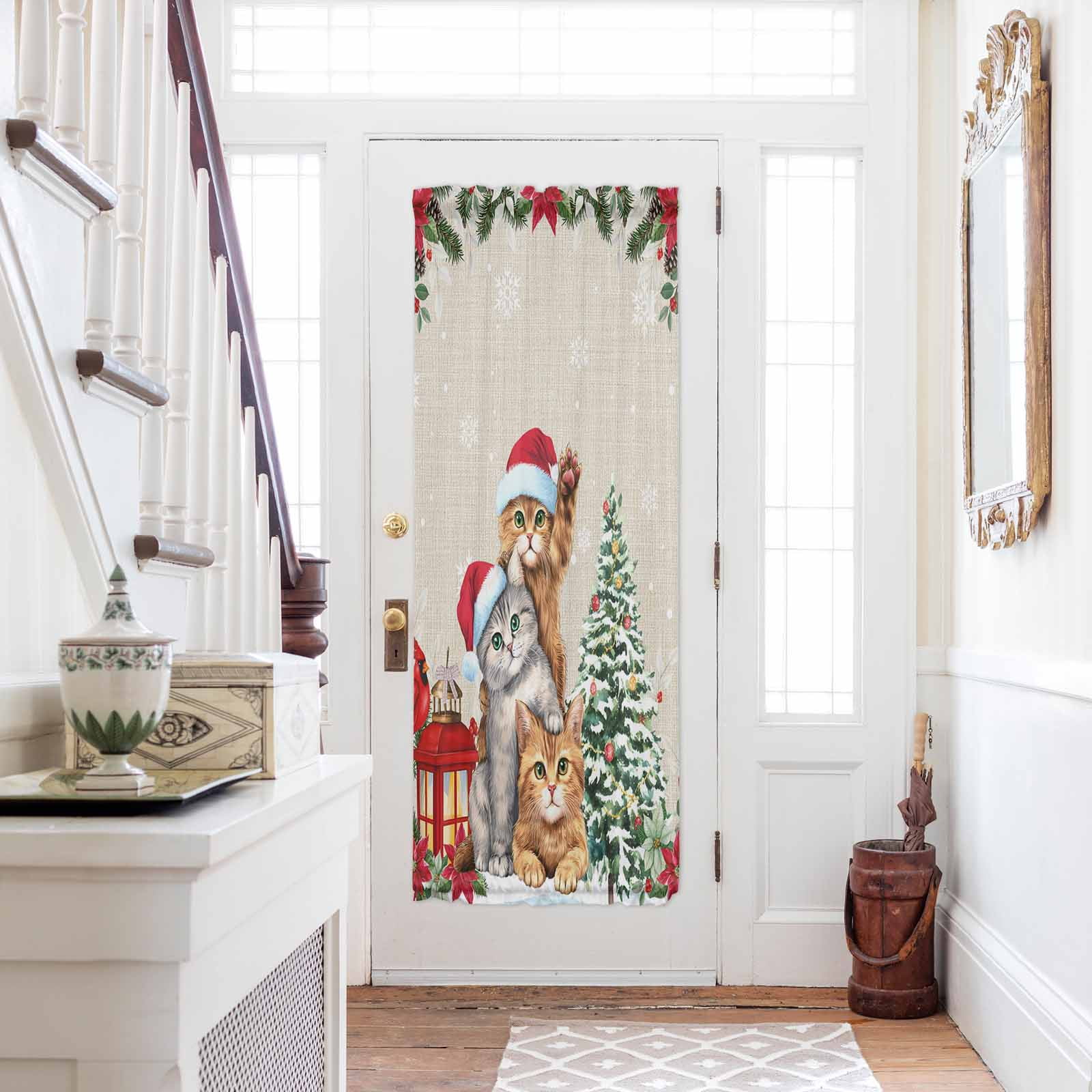 Christmas Cats Door Curtains for Door Window, French Sidelight Front ...