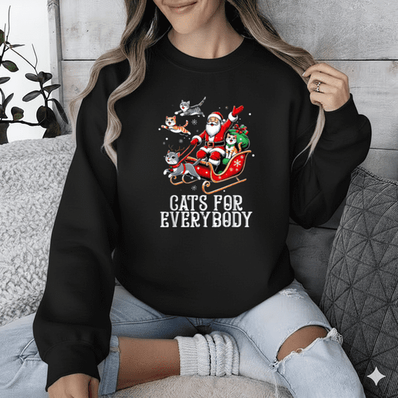 Christmas Cats Fun For Everybody Cat Lover Humor Sweatshirt, up to size ...