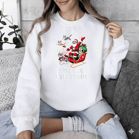 Christmas Cats Fun For Everybody Cat Lover Humor Sweatshirt, up to size ...