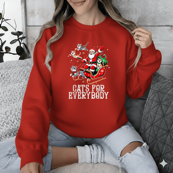 Christmas Cats Fun For Everybody Cat Lover Humor Sweatshirt, up to size ...