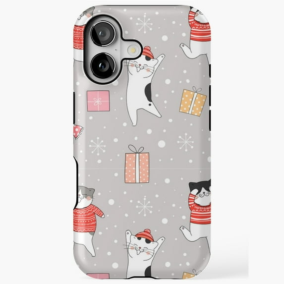 Christmas Cats Pattern Festive Kitten Holiday Theme Phone Case with ...