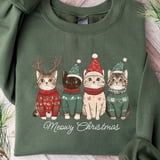 Christmas Cats TShirt Meowy Cats TShirt Cute Holiday Dressed Cats Fanny ...
