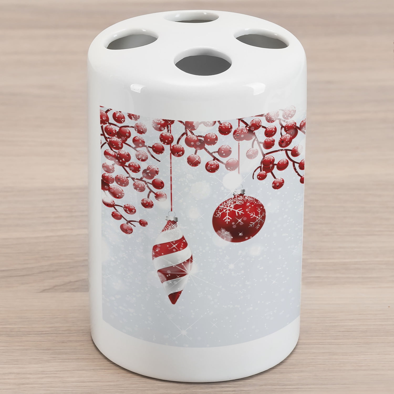 Christmas Ceramic Toothbrush Holder, Traditional Design Holly Berry ...