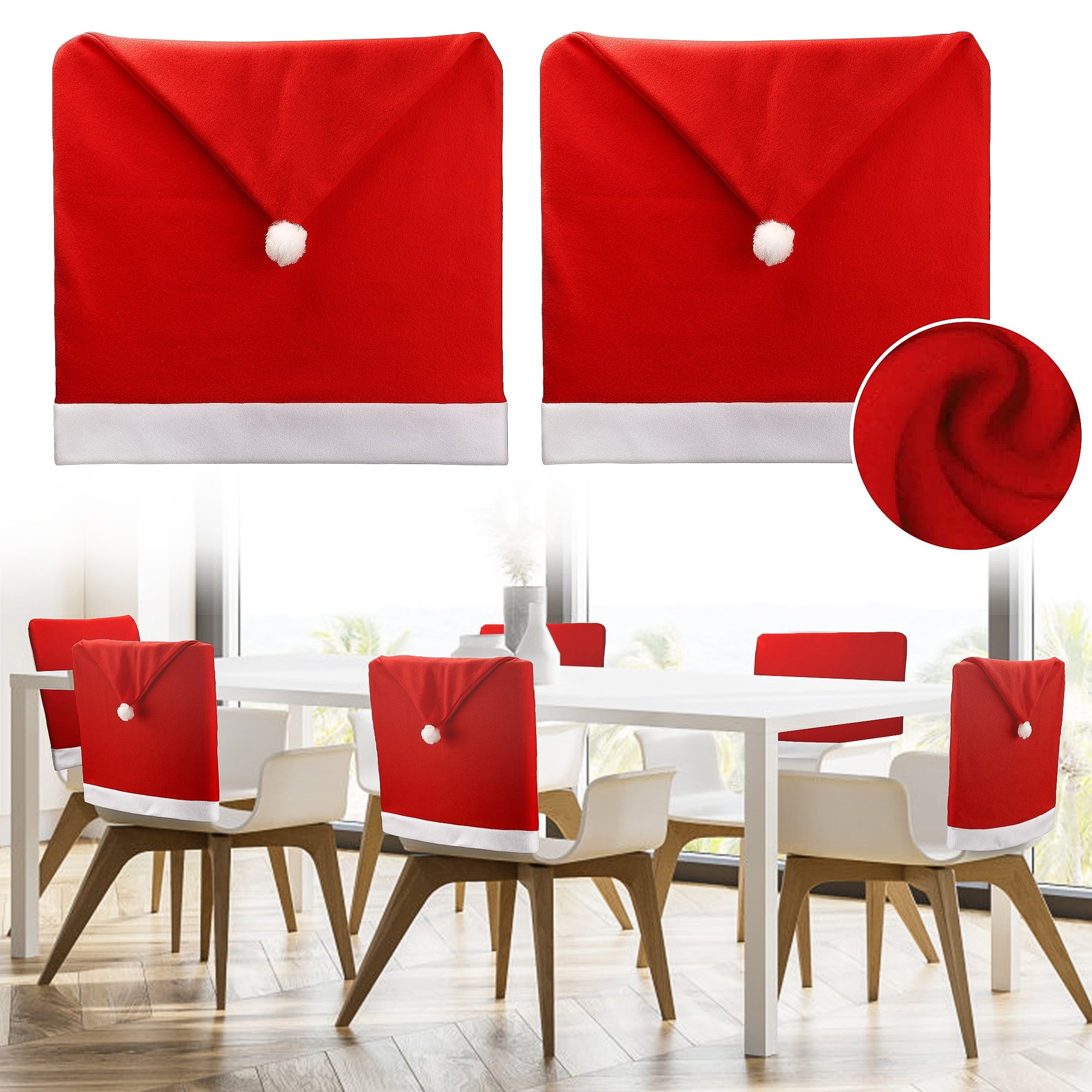 WEGUARD Santa Claus Xmas Chair Back Covers, 6 PCS Christmas Hats Chair ...