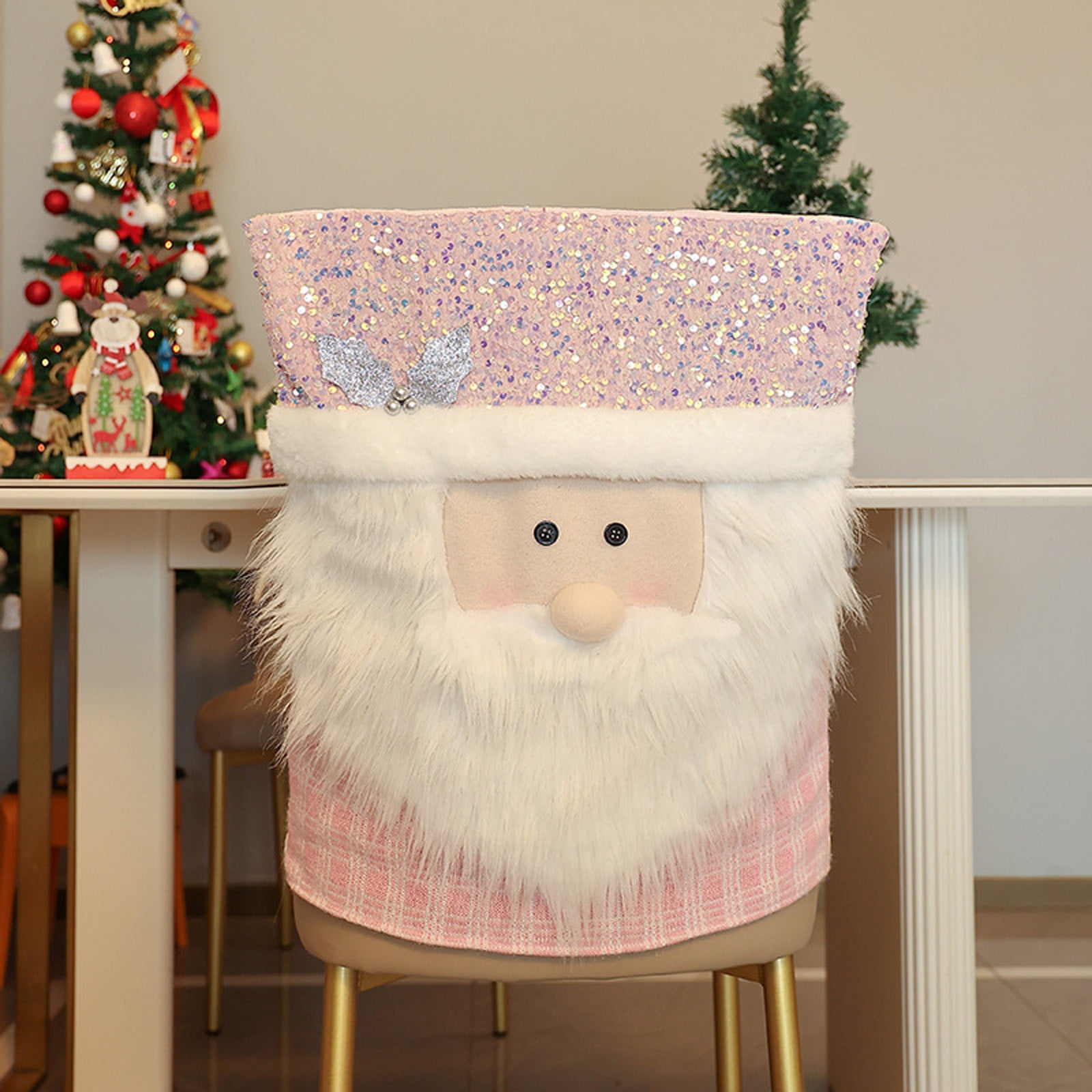 Christmas Chair Cover, Santa Claus Doll Set Restaurant Home Decor ...
