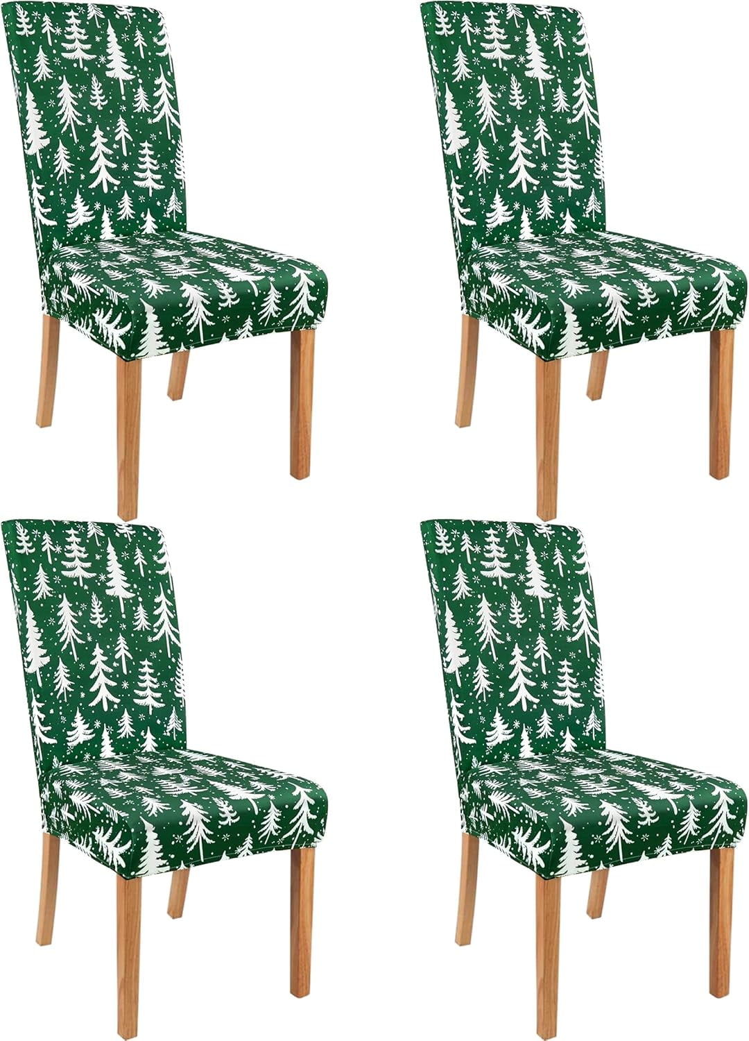 Christmas Chair Covers for Dining Room Set of 4 Green Christmas Tree ...