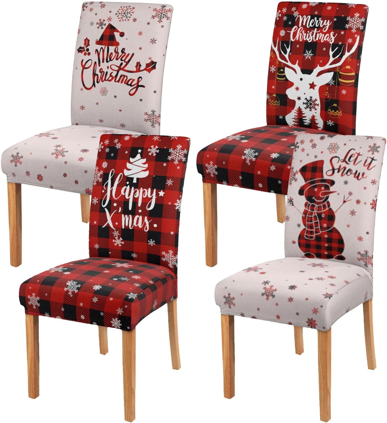 Christmas Chair Covers Dining Room Snowman Reindeer Chair Covers Set of ...