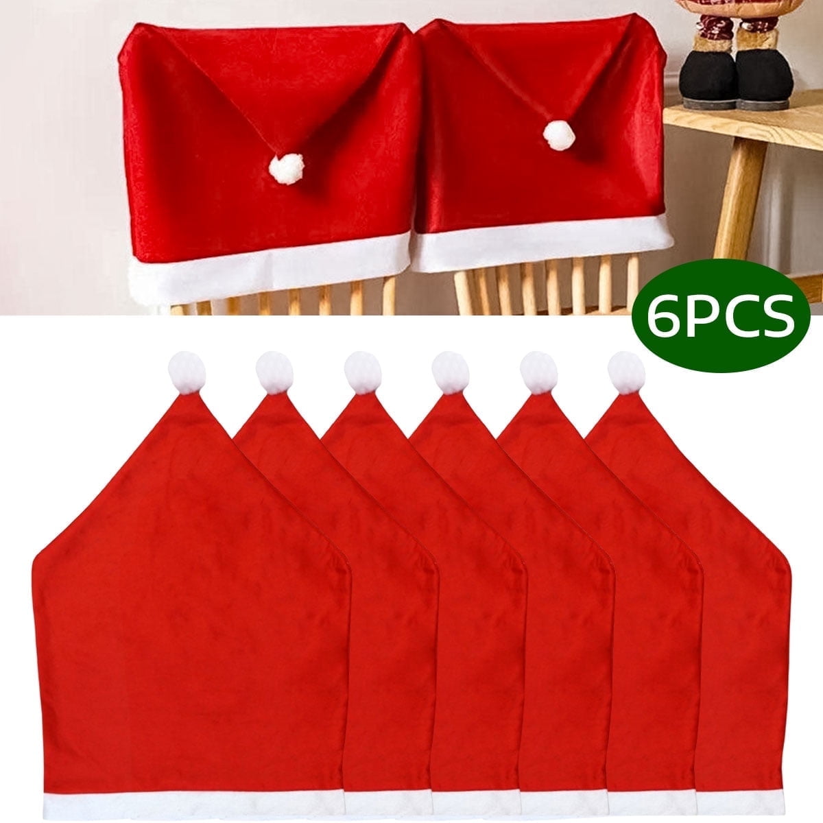 Christmas Chair Covers Santa Claus Red Hat Chair Slipcover Dining Chair ...