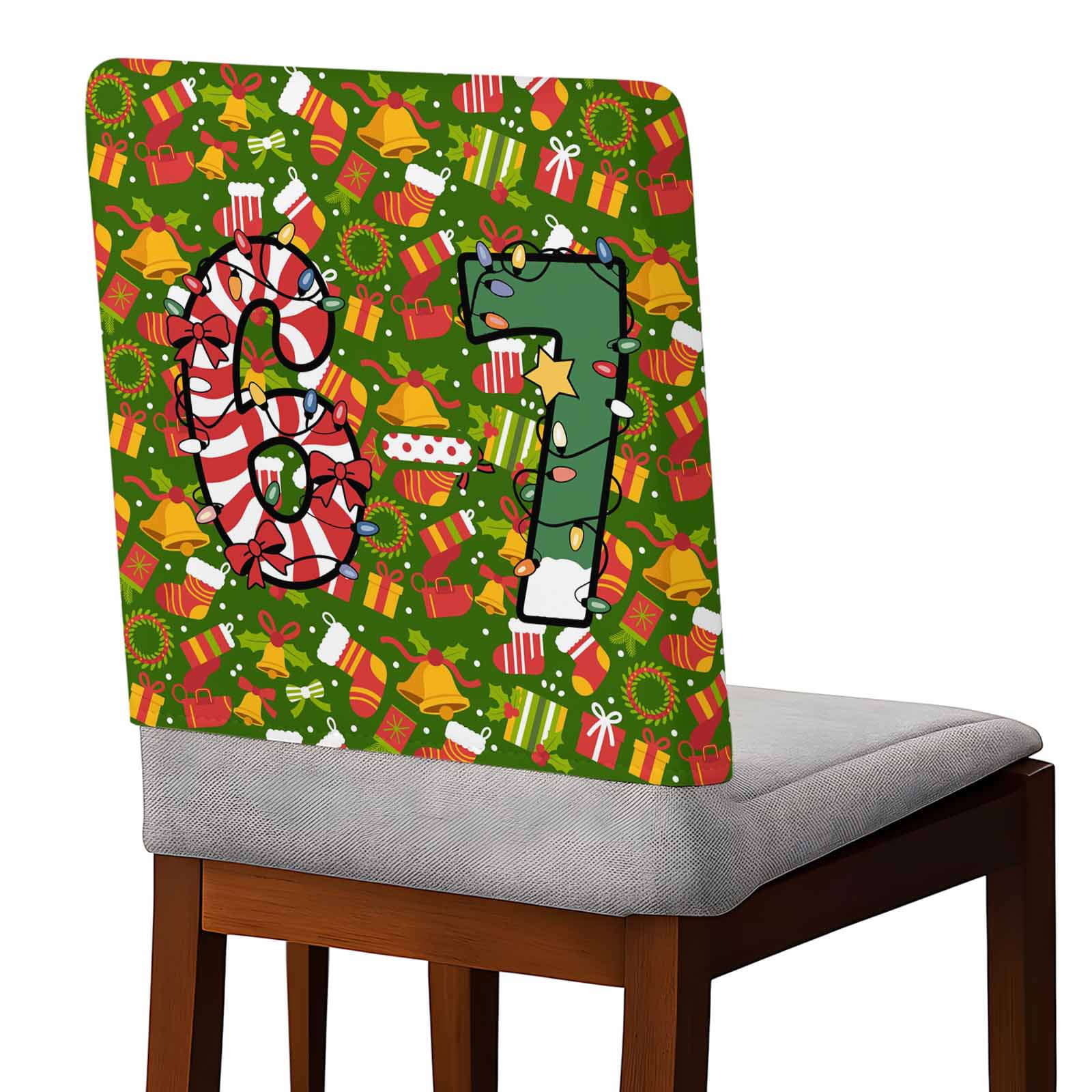 Christmas Chair Covers Set of 6 Cartoon 6-7 Light Belts Xmas Gold Socks ...