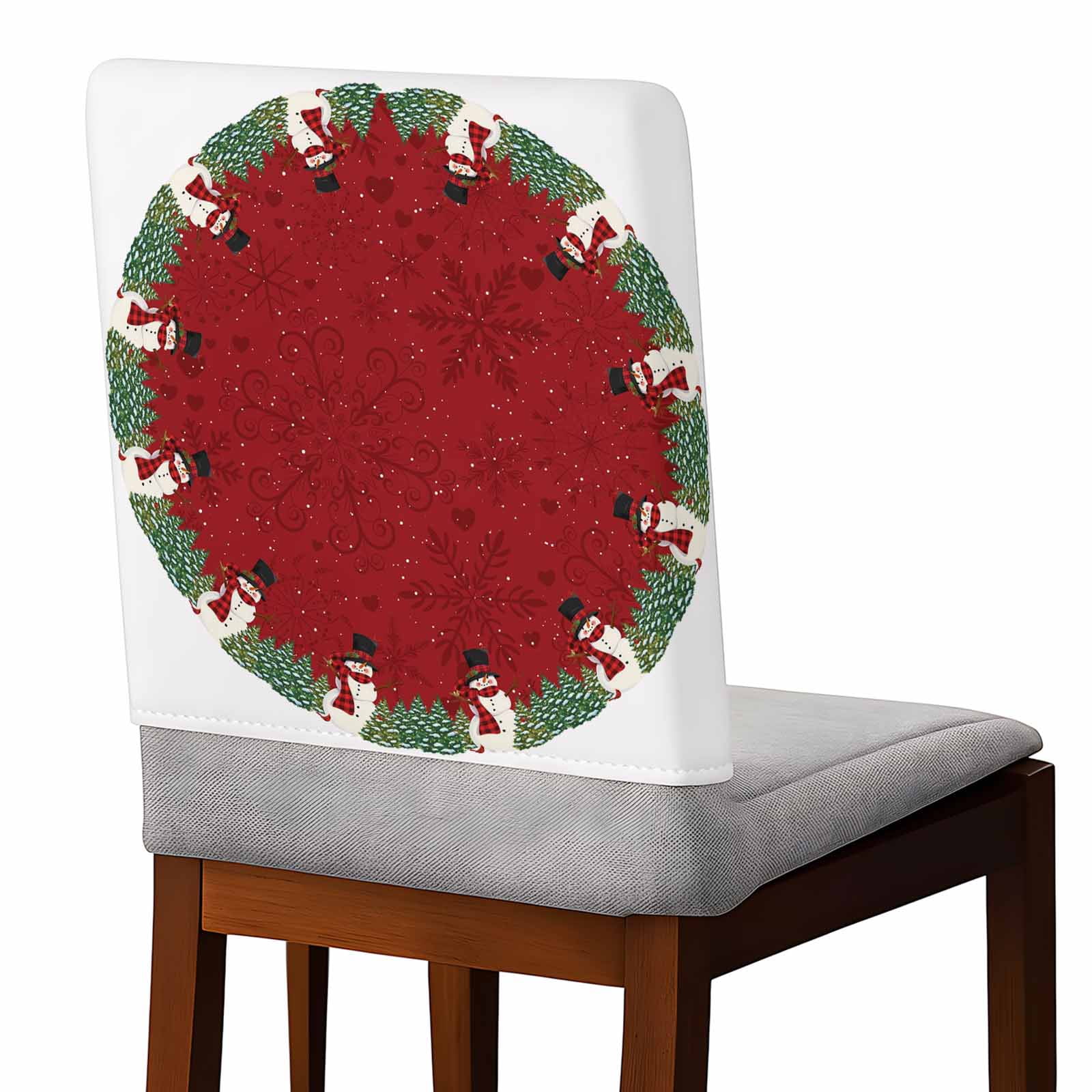 Christmas Chair Covers Set of 6 Red Snowflakes Texture Snowman Xmas ...