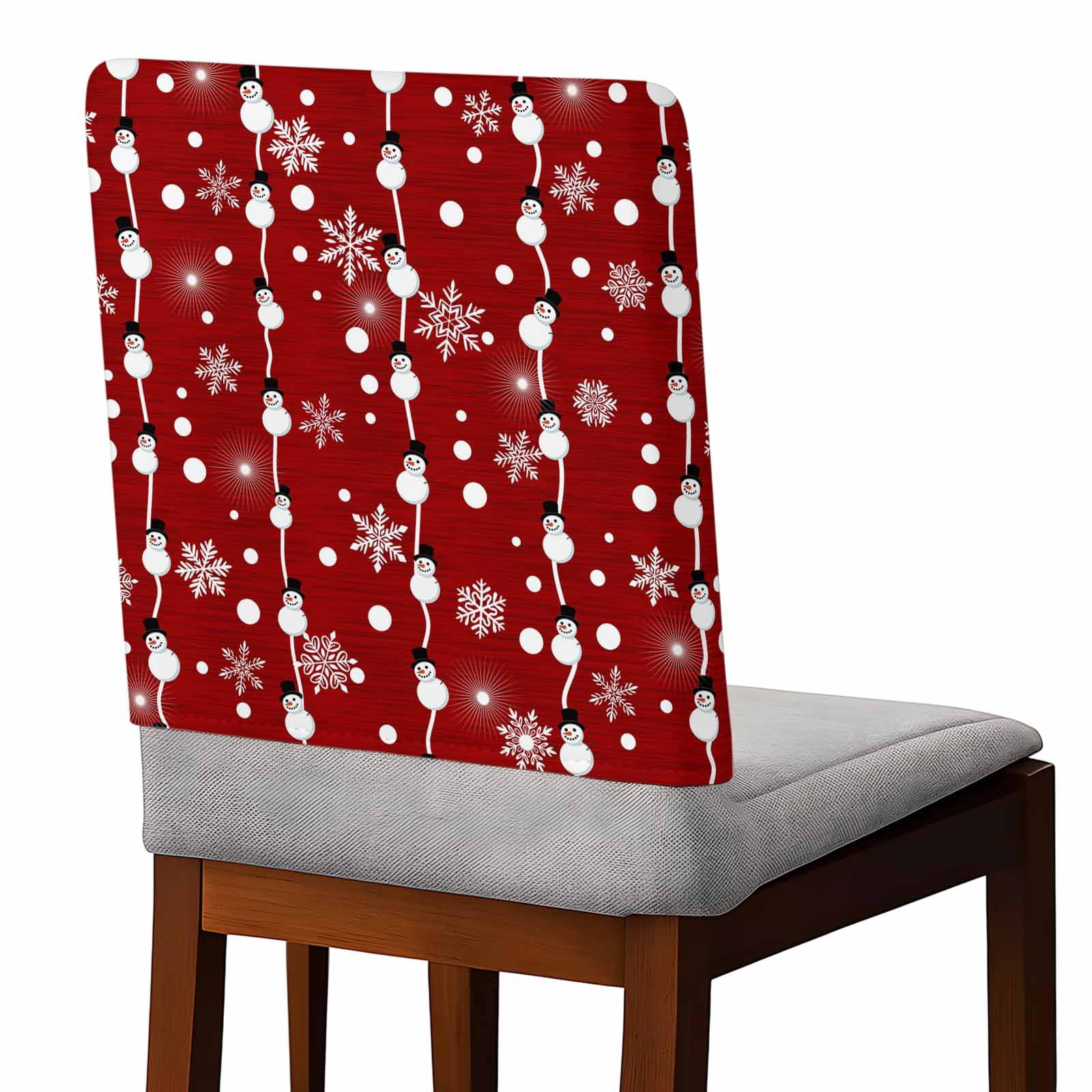 Christmas Chair Covers Set of 6 Winter Snowman Red Retro Texture Chair ...