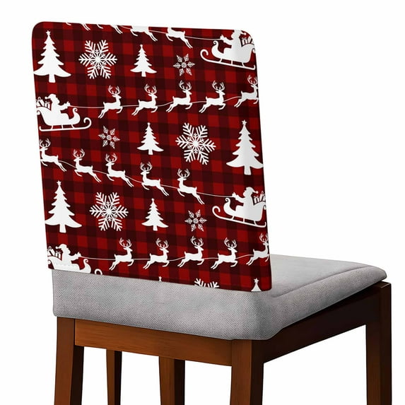 Christmas Chair Covers Set of 8 Santa Claus Elk Pine Snowflakes Winter ...