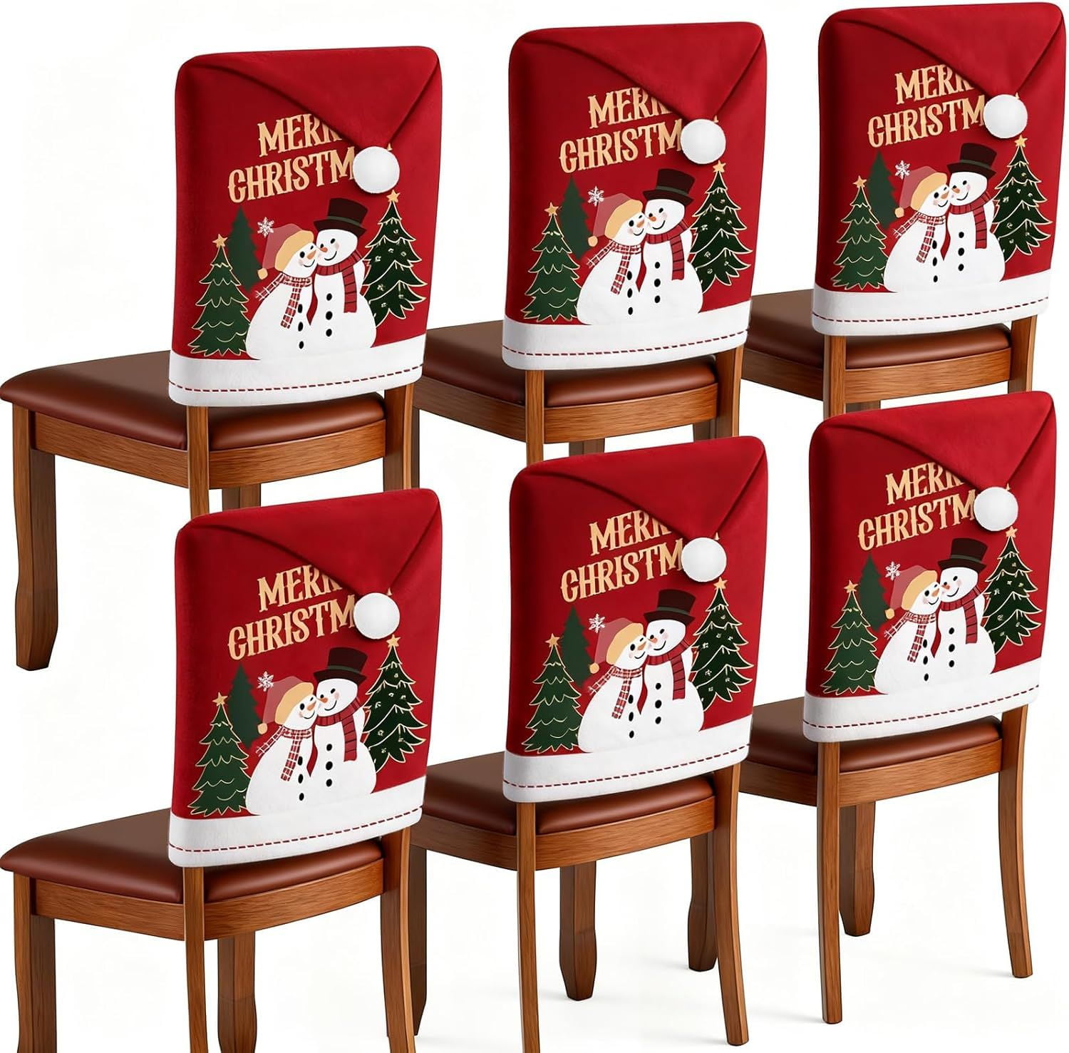 "Christmas Chair Covers Set of 6, Universal Fit, Tear-Resistant Machine ...
