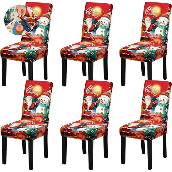 Christmas Chair Covers, Stretch Dining Room Chair Covers Set of 6 ...